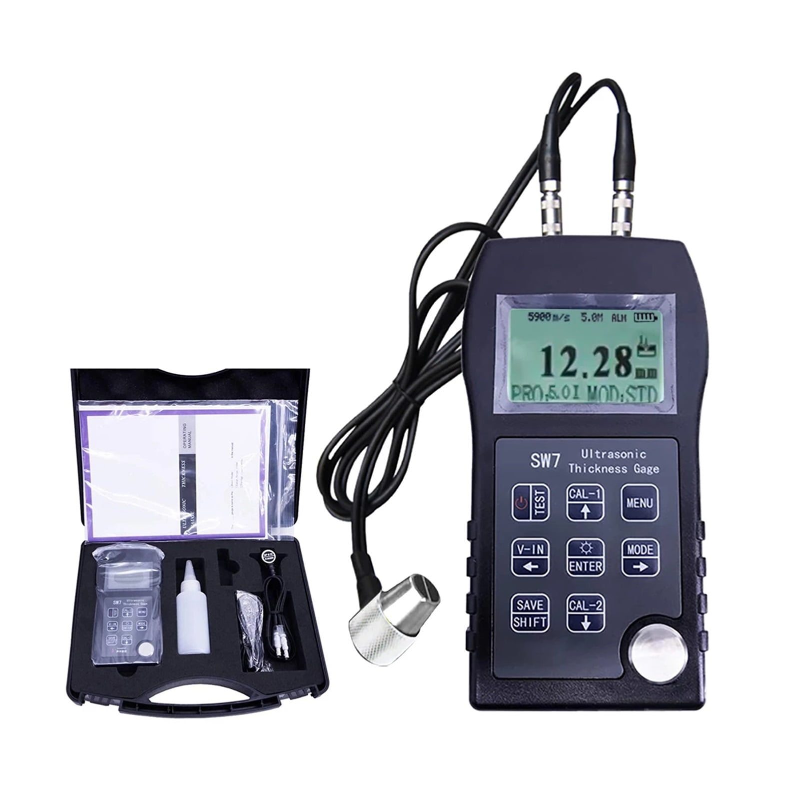 Digital Ultrasonic Thickness Gauge Meter Tester SW7 For Metal With ...