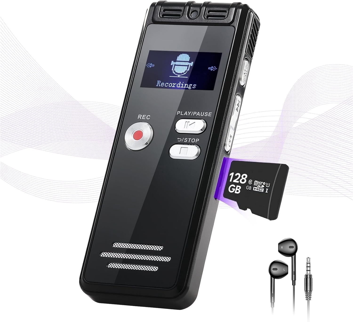 Digital Voice Activated Recorder,128GB Audio Recorder with Playback ...