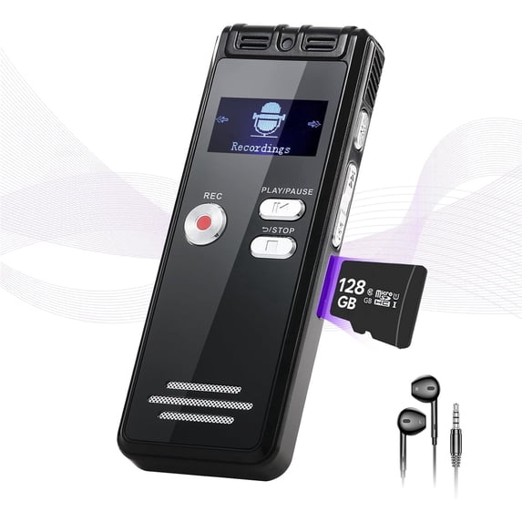 Meikoko Digital Voice Activated Recorder, 128GB, HD Dual MIC, Noise ...
