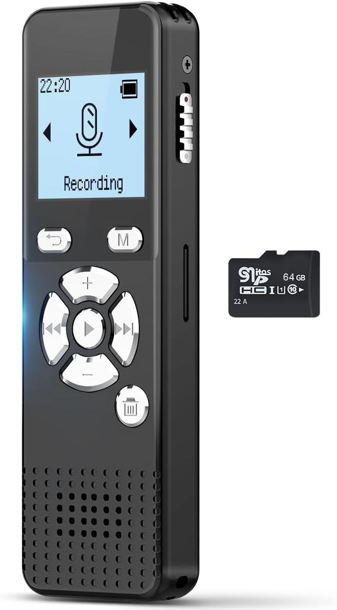 Digital Voice Activated Recorder with Playback - 72GB Audio Recording ...
