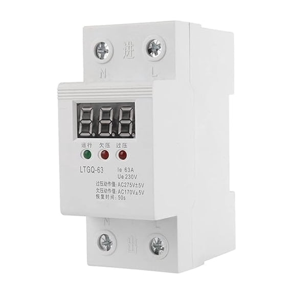 Digital Voltage Protector Relay 2P/63A 230V Automatic Reconnect Under Voltage Relay - Walmart.com