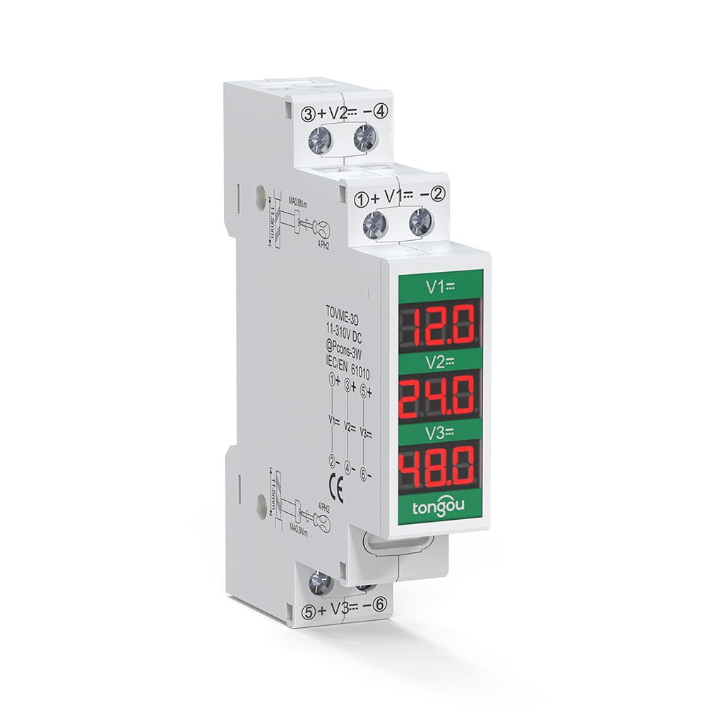 Digital Voltage Reader For Din Rail Mount Dc 11V 310V 23Way Led Display ...