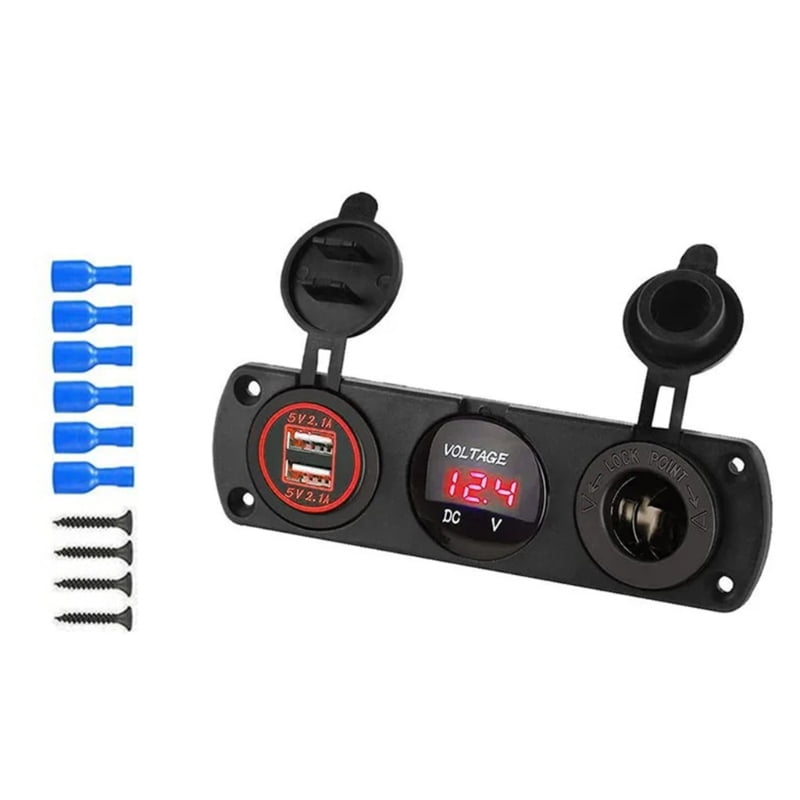 Digital Voltmeter For Car Marine 12V-24V Switch LED Panel 3 IN 1 Outlet ...