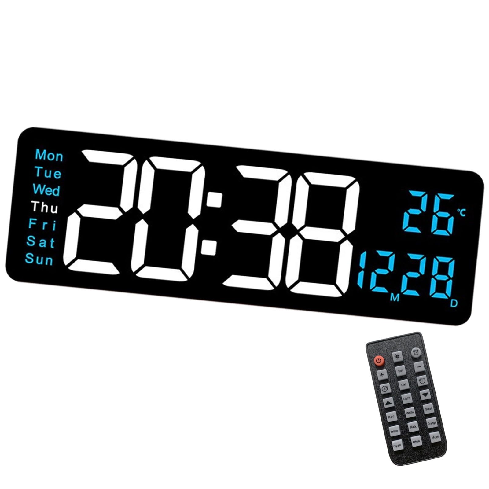 Digital Wall Alarm Clock with Large LED Screen Temperature Display and ...