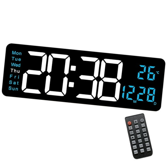 Digital Wall Alarm Clock with Large LED Screen Temperature Display and ...