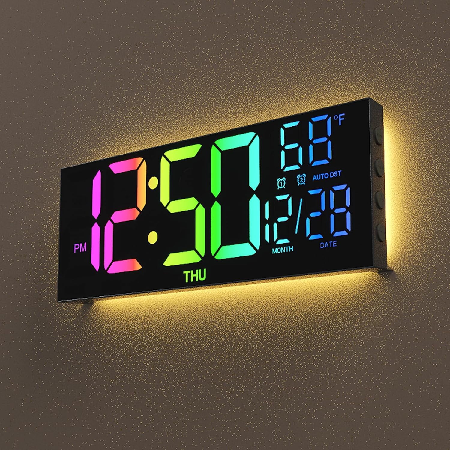 Digital Wall Clock, 13" Large Display Alarm Clock with Remote Control ...