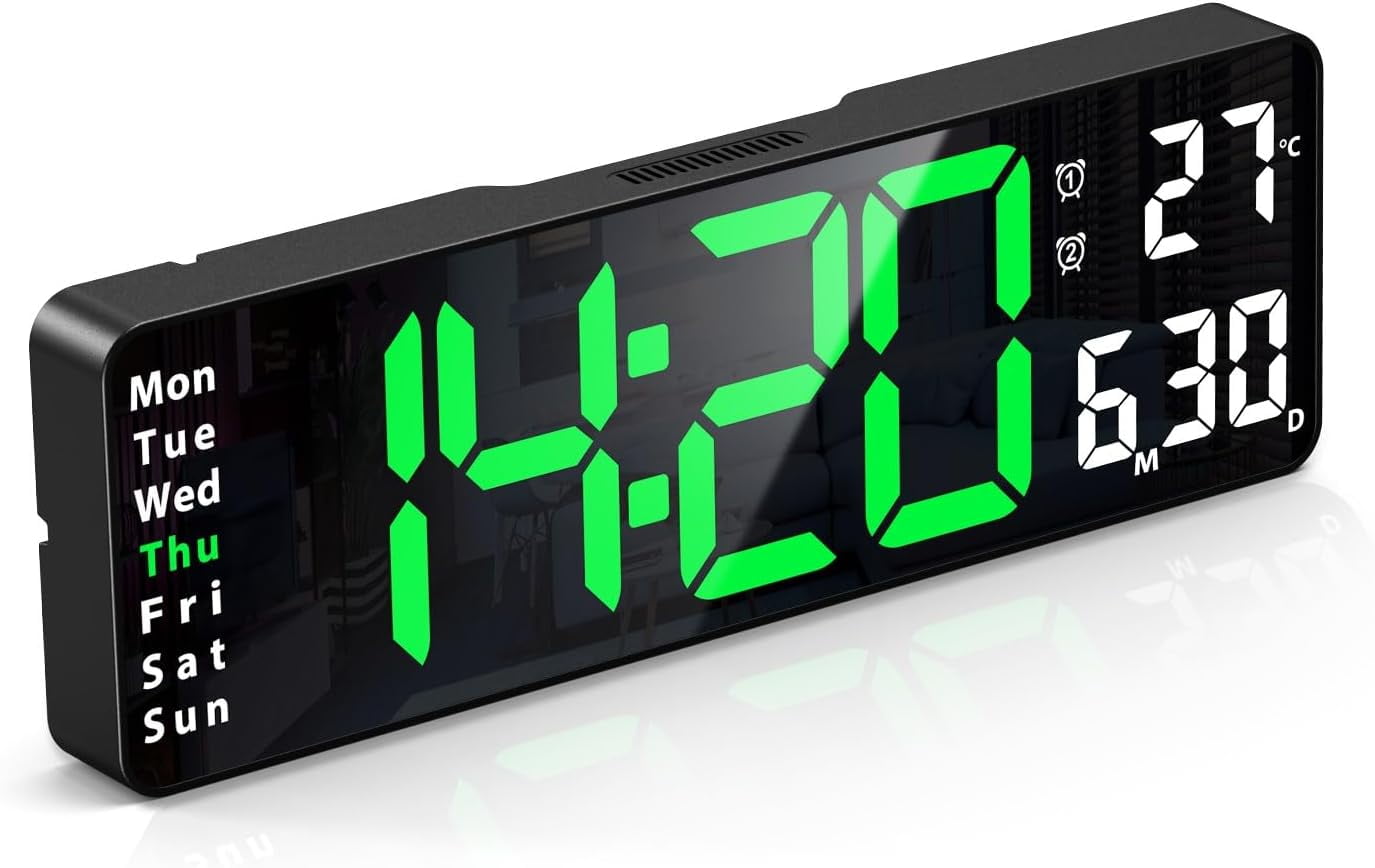 Digital Wall Clock, 13" Large Display LED Wall Clock, Digital Timer ...