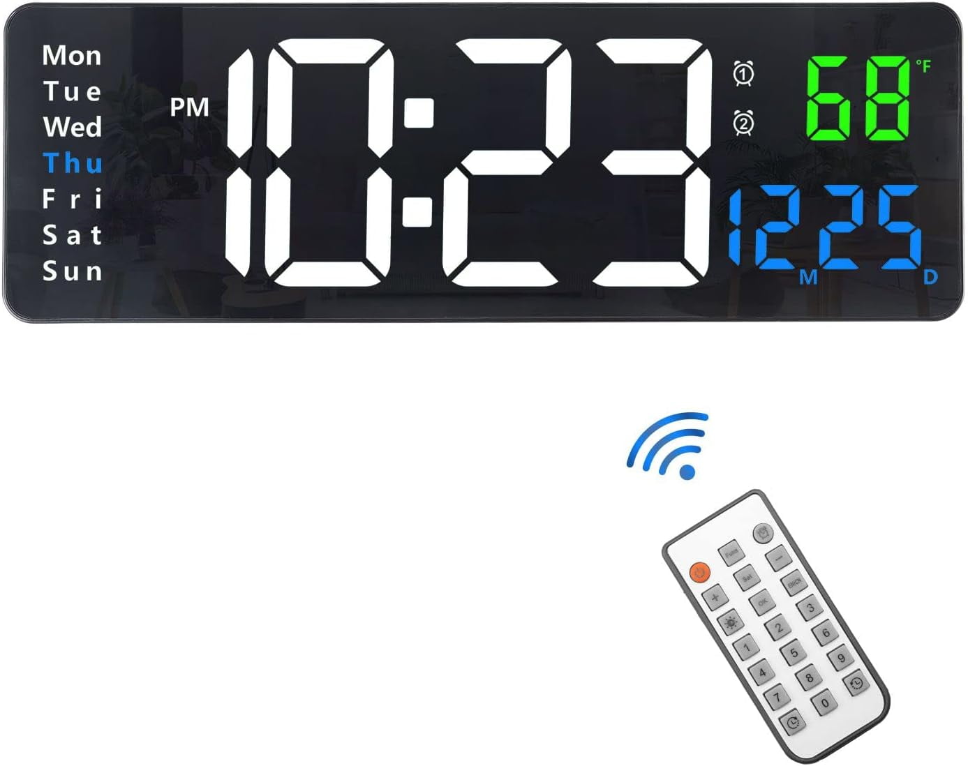 Digital Wall Clock, 13‘‘ Large LED Wall Clock with Remote Control, Big ...
