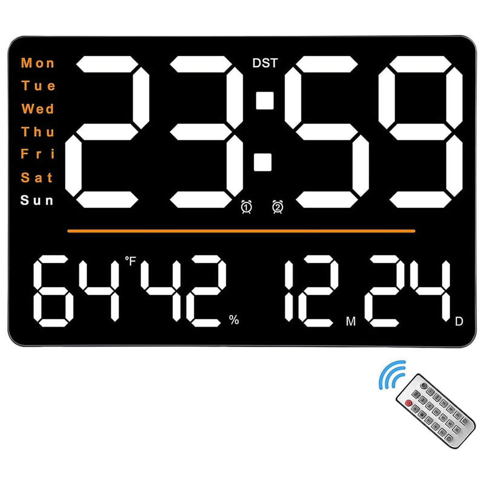 Digital Wall Clock,15.6 in LED Wall Clocks Large Display,With Remote ...