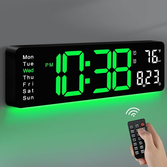 Digital Wall Clock, 16" Large Display Digital Clock with Remote Control ...