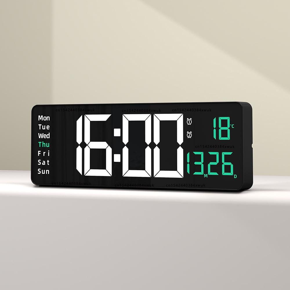 Digital Wall Clock 16inch Large Alarm Clock Remote Control Date Week ...