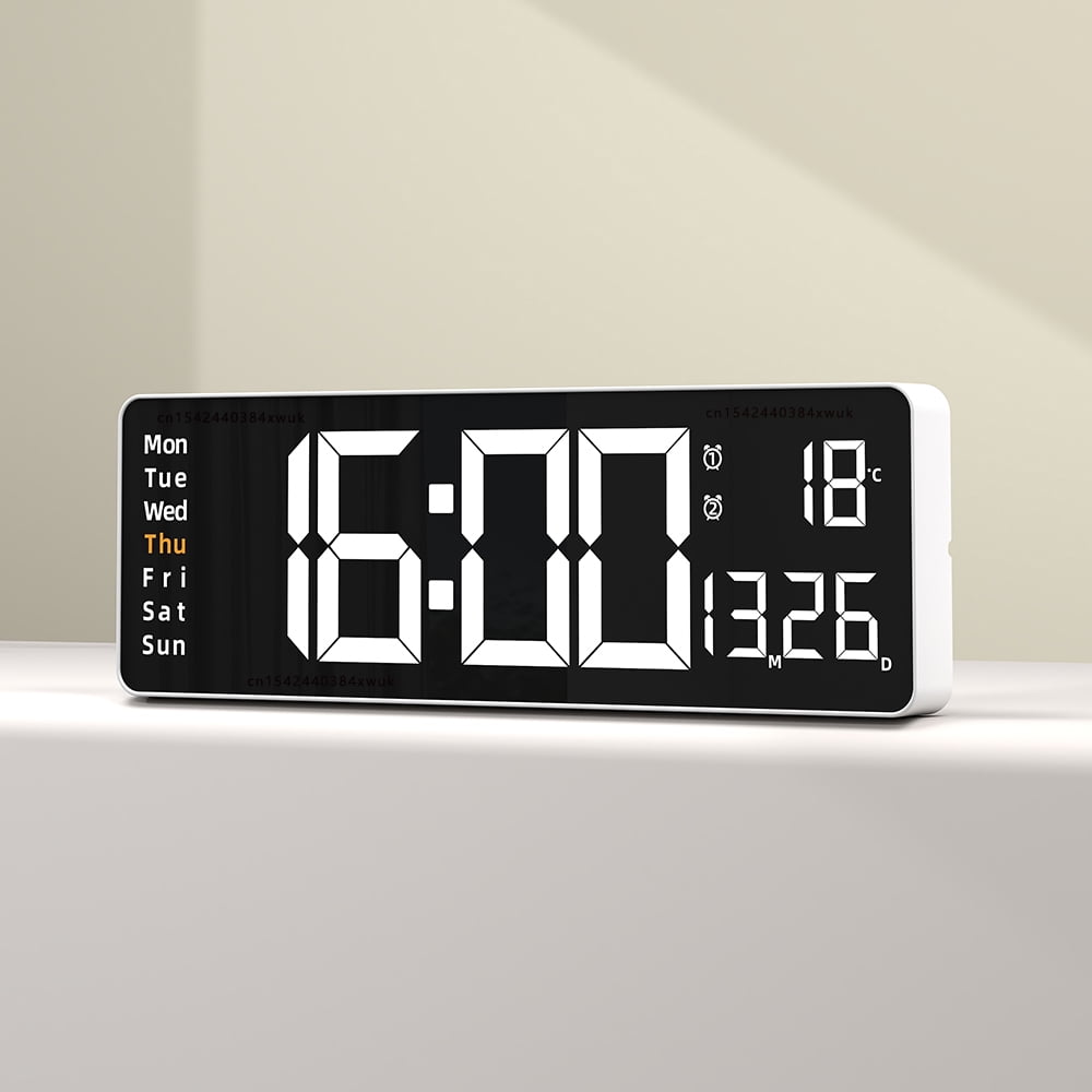 Digital Wall Clock 16inch Large Alarm Clock Remote Control Date Week ...