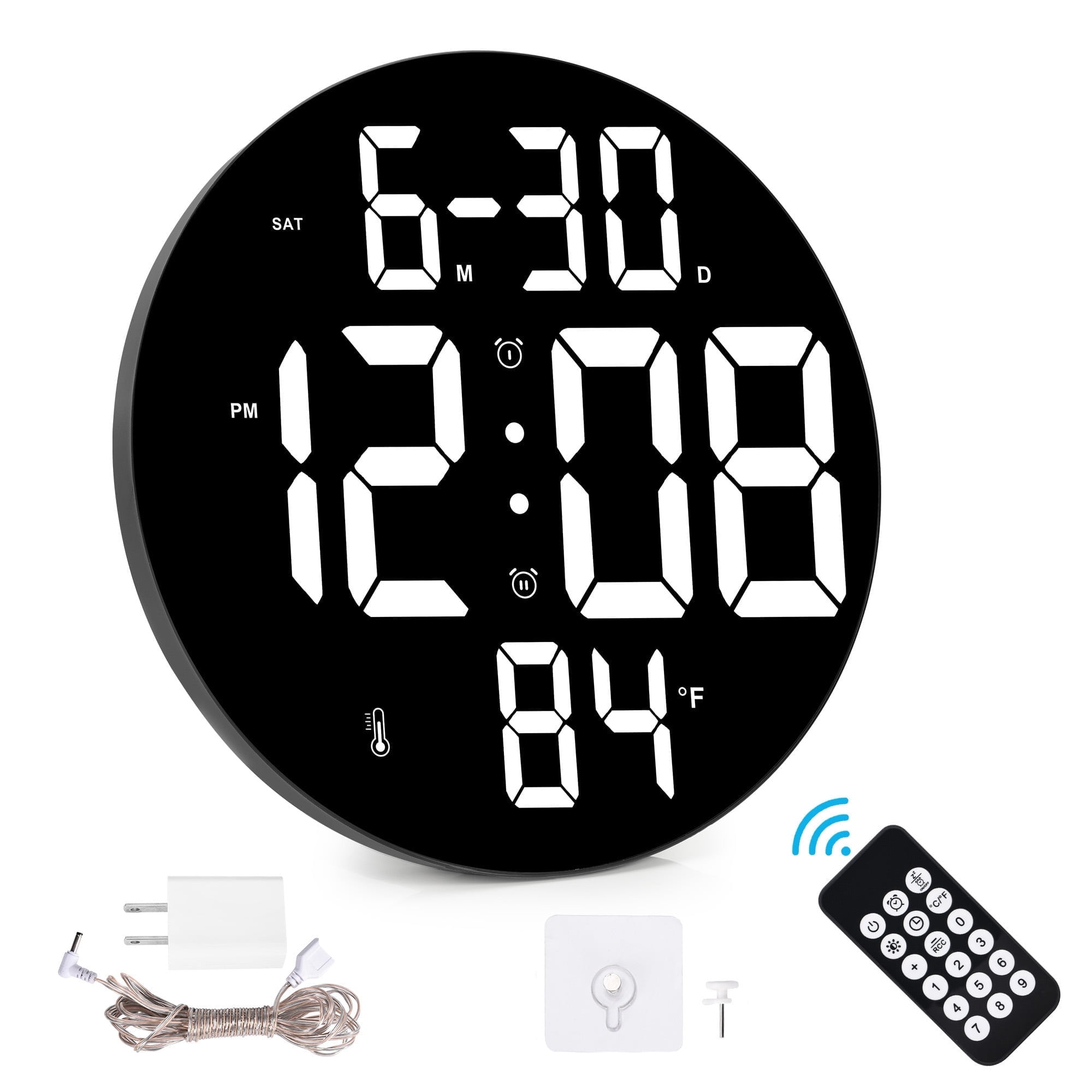 Walmart 9" LED Digital Wall Clock with Remote Control, Auto Dimming ...