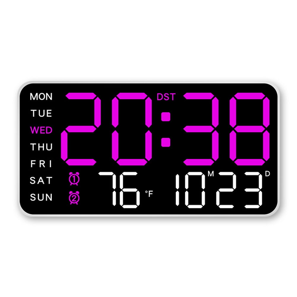 Digital Wall Clock Battery Operated, Desk Clocks with Temperature, Date ...