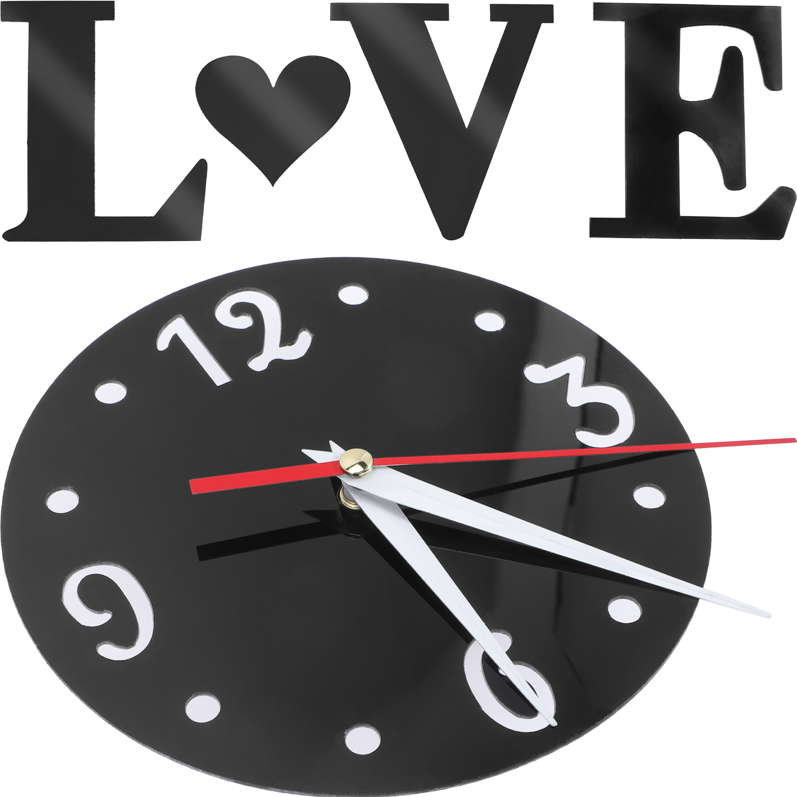 Digital Wall Clock Clocks Love Heart DIY Sticker Frameless Acrylic ...