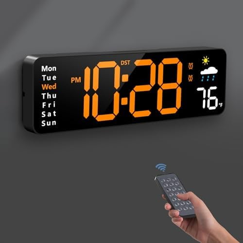 Digital Wall Clock, Digital Clock Large Display with Remote Control ...