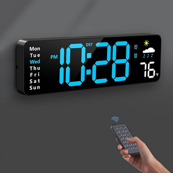 Digital Wall Clock, Digital Clock Large Display with Remote Control ...