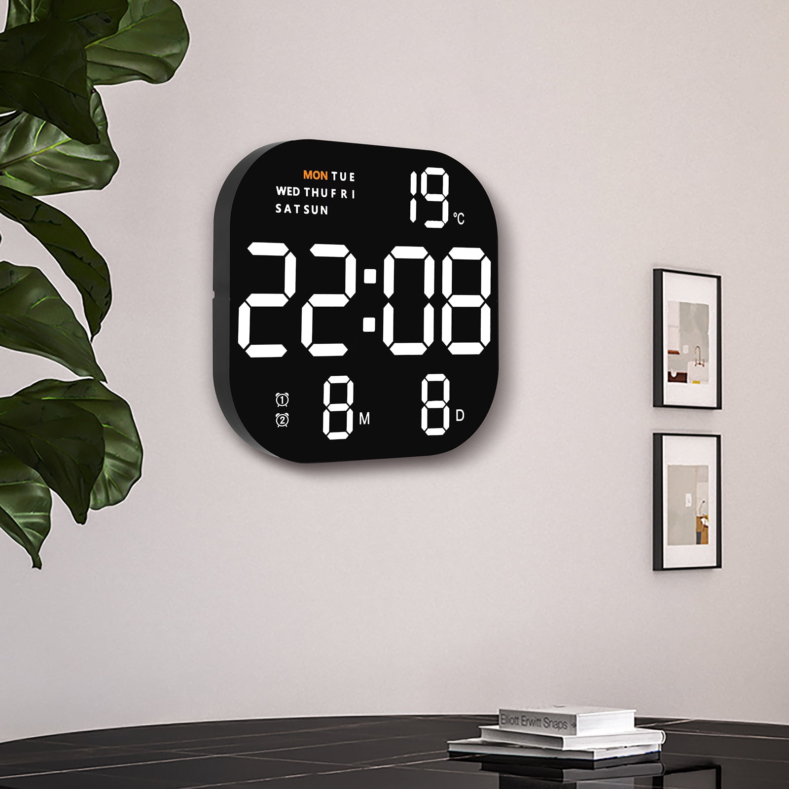 Digital Wall Clock LED Alarm Clock Large Display With Timing Function ...