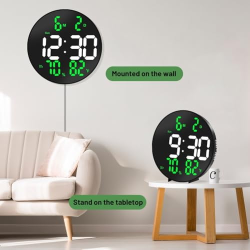 Digital Wall Clock Large Display, 10 Inch Plug in Wall Clock with ...