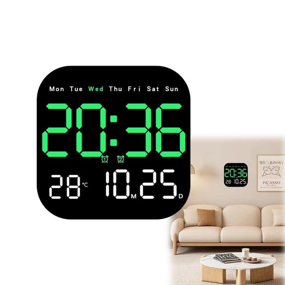 Digital Wall Clock Large Display 2026 | LED Alarm Clock with Remote ...