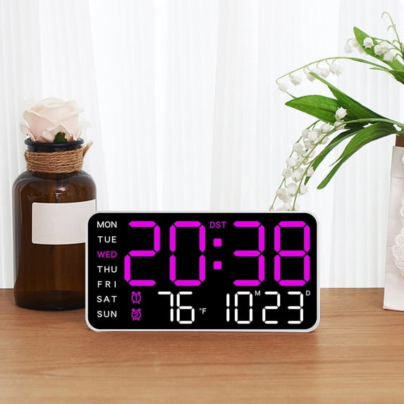 Digital Wall Clock, Large Display Alarm Clock with Calendar ...