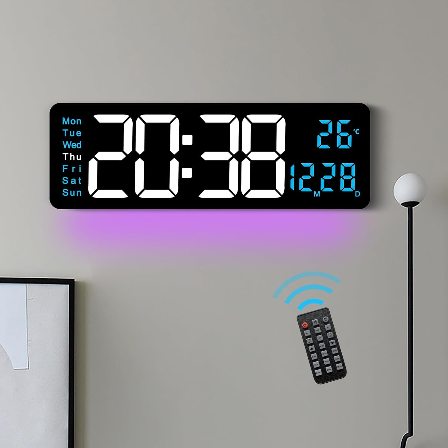 Digital Wall Clock, Large Display Digital Clock with Remote Control ...