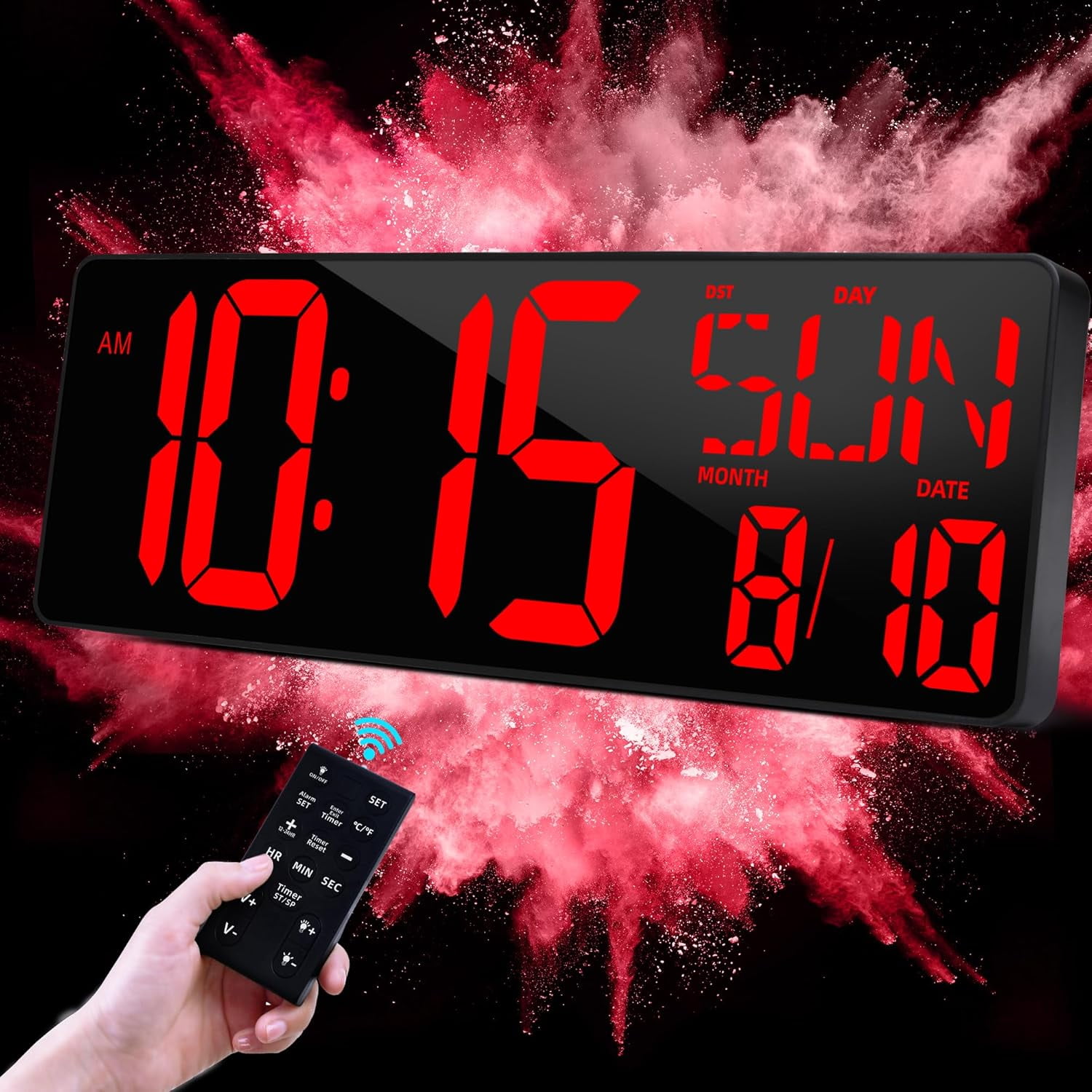 Digital Wall Clock Large Display, LED Wall Clock with Date and ...