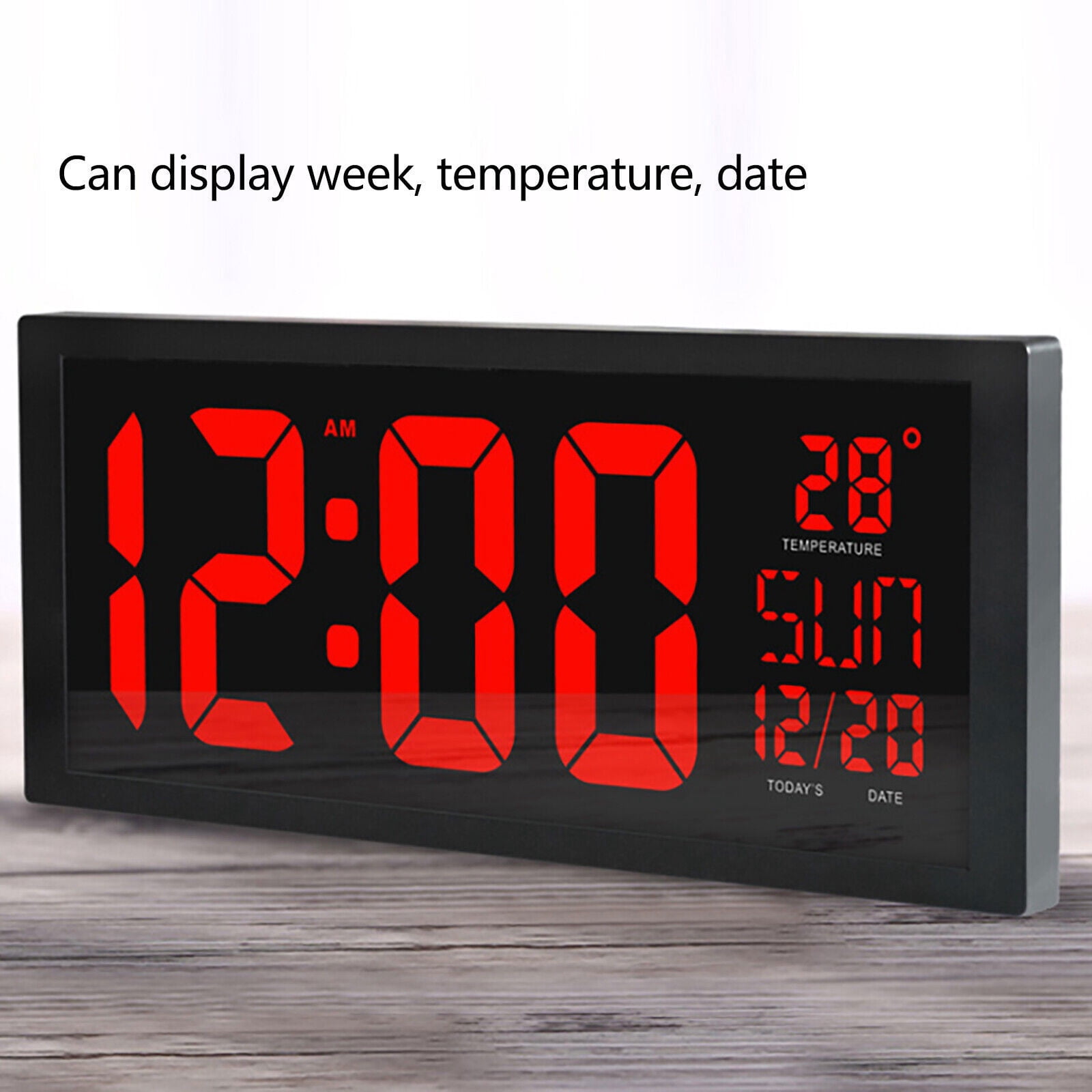 Digital Wall Clock Large Display with Time Date Temperature LED Digital ...