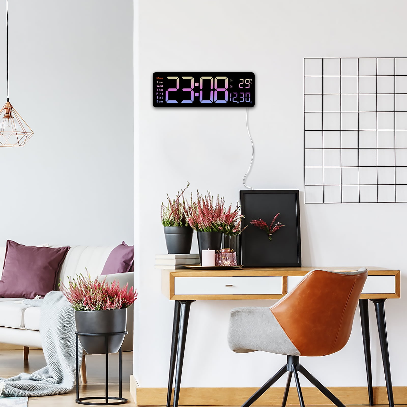 Digital Wall Clock with Remote Control Large Display Digital Alarm ...