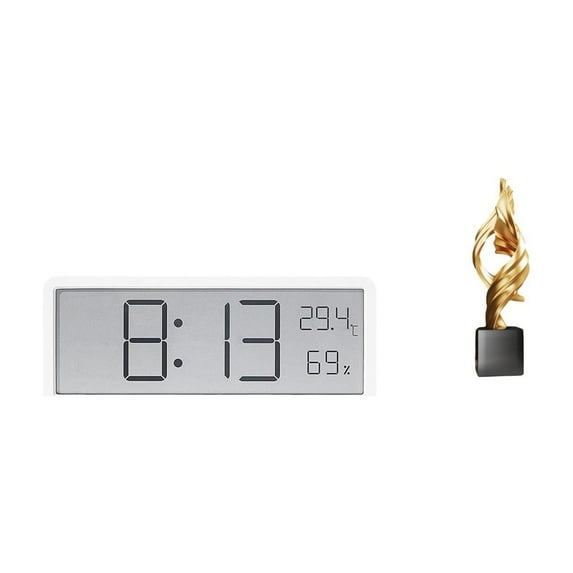 Digital Wall Clock Resin Art Figurine Modern Sculpture with Temperature ...
