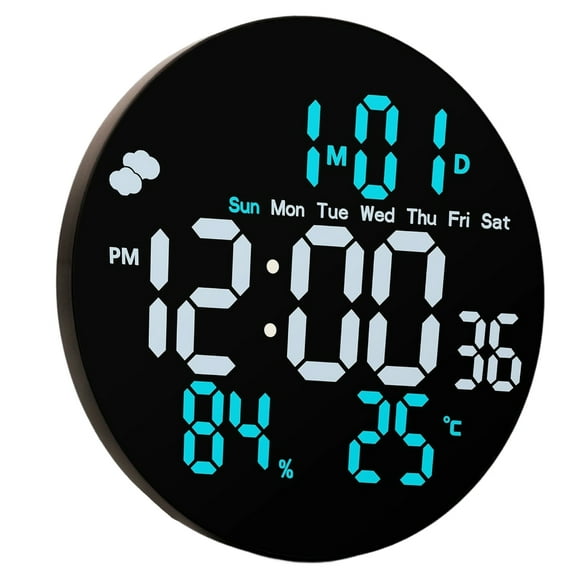 Digital Wall Clock With Temperature Humidity Sensors Auto Dim LED ...