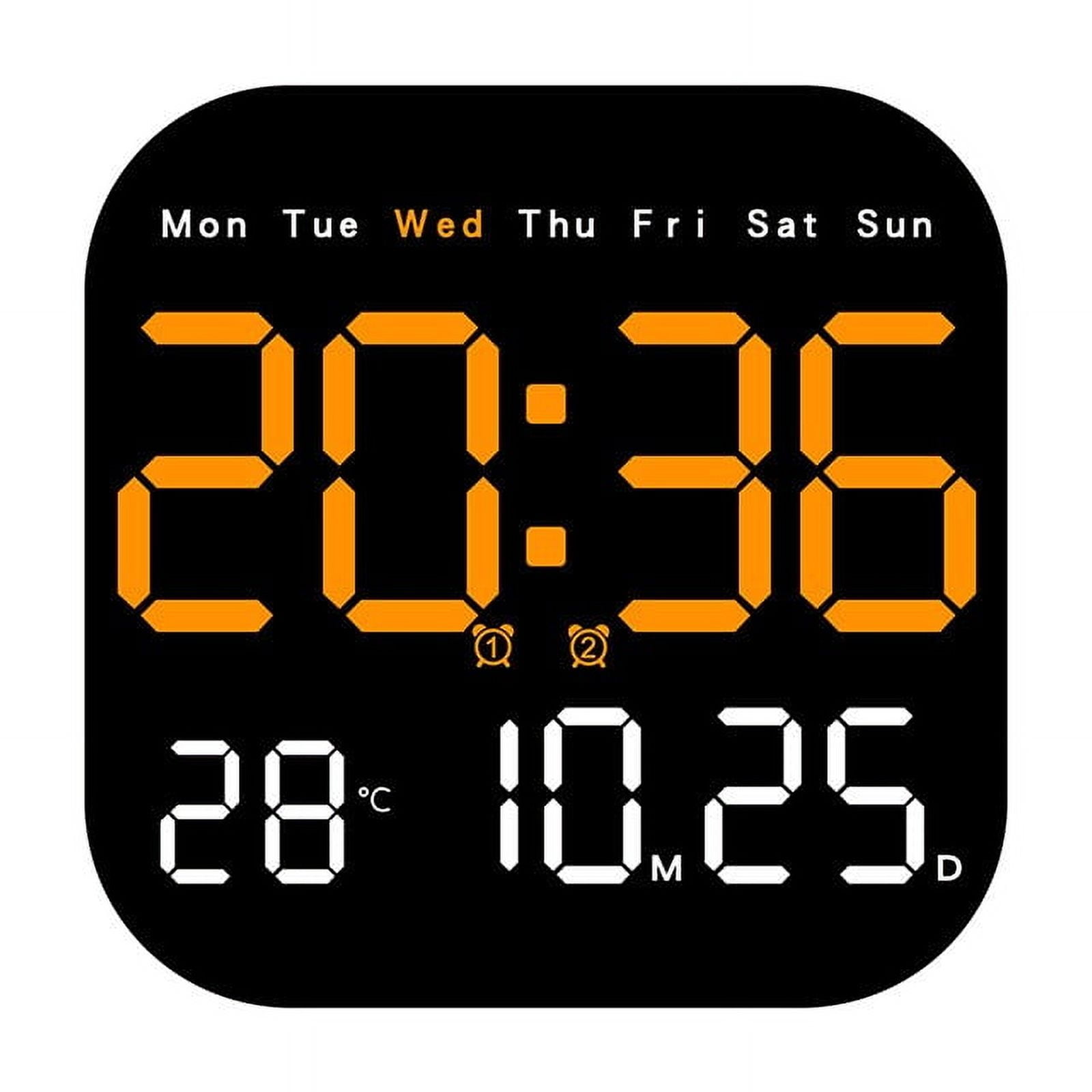 Digital Wall Clock with Temperature Humidity Display Silent LED ...