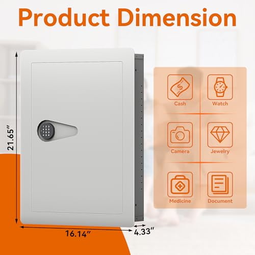 Digital Wall Hidden Safe, Electronic Flat Safe, Steel Build, Keypad ...