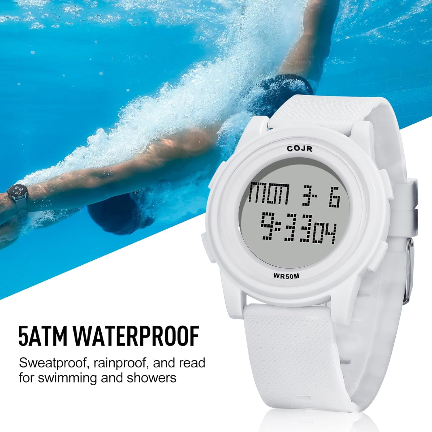 Digital Watch, Ultra-Thin Minimalist Sports Watch 5ATM Waterproof with ...