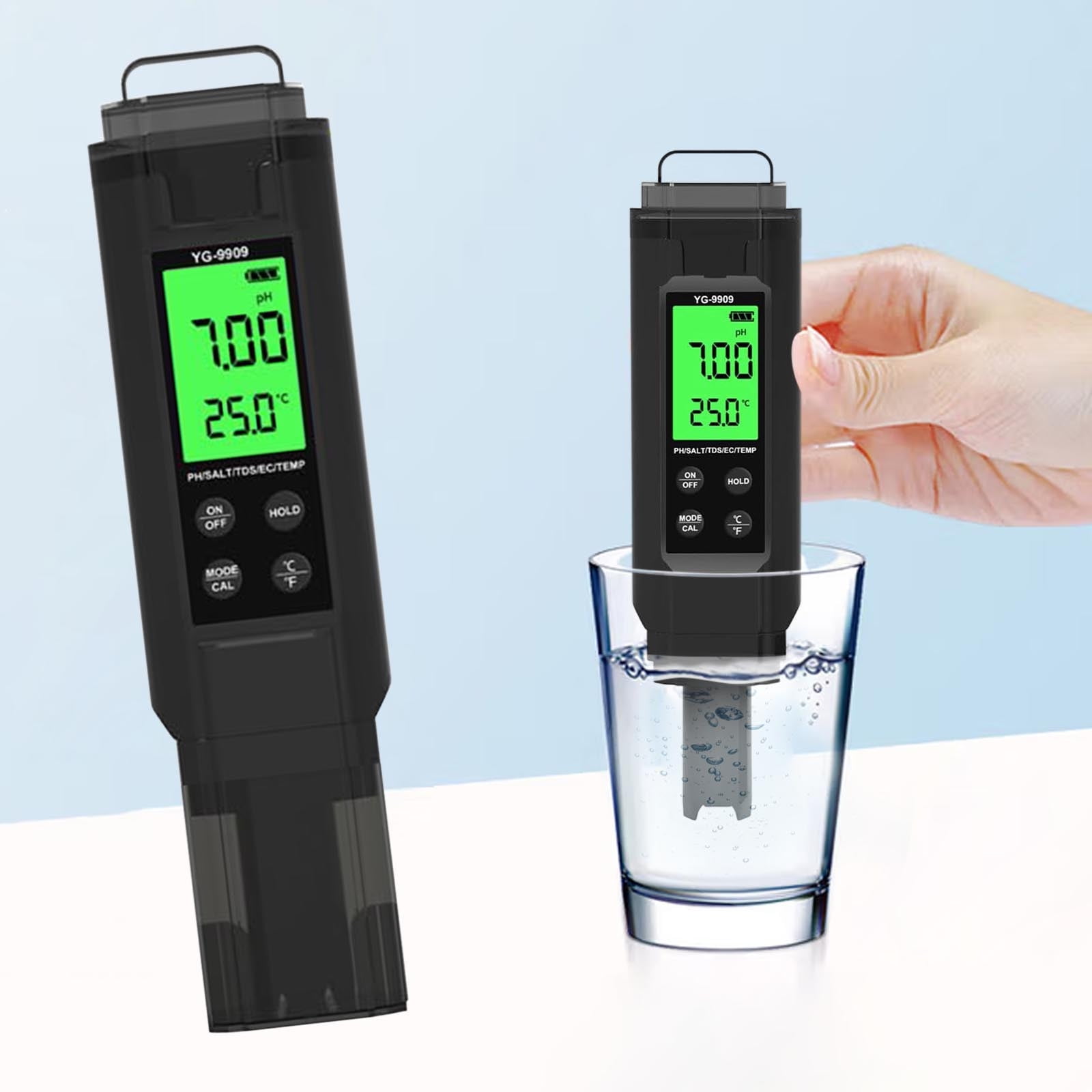 Digital Water Quality Tester Pen | 5 in 1 Meter for pH, Salinity ...