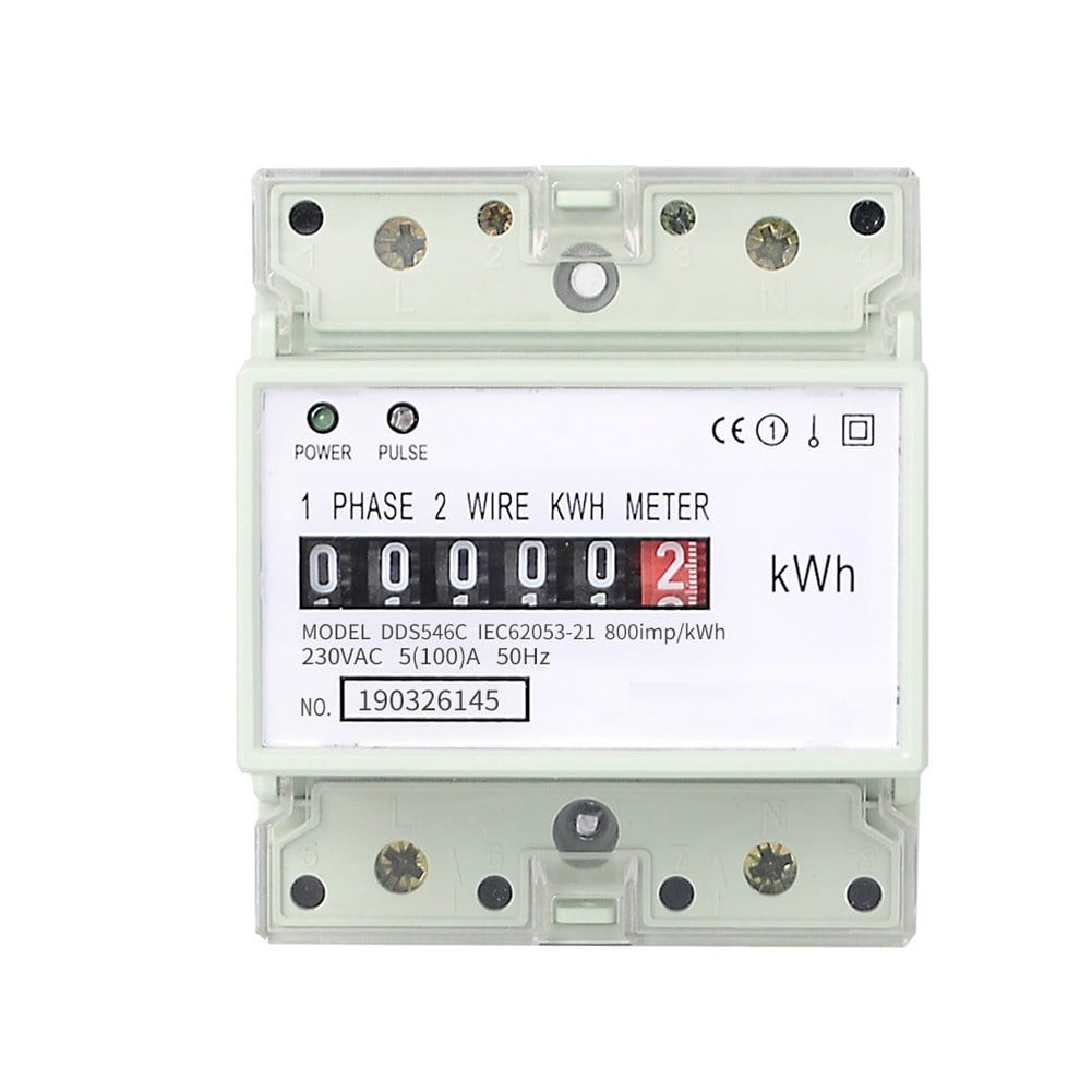 Digital Wattmeter 230V 5(100)A Power Energy Meter Din Rail Voltage ...