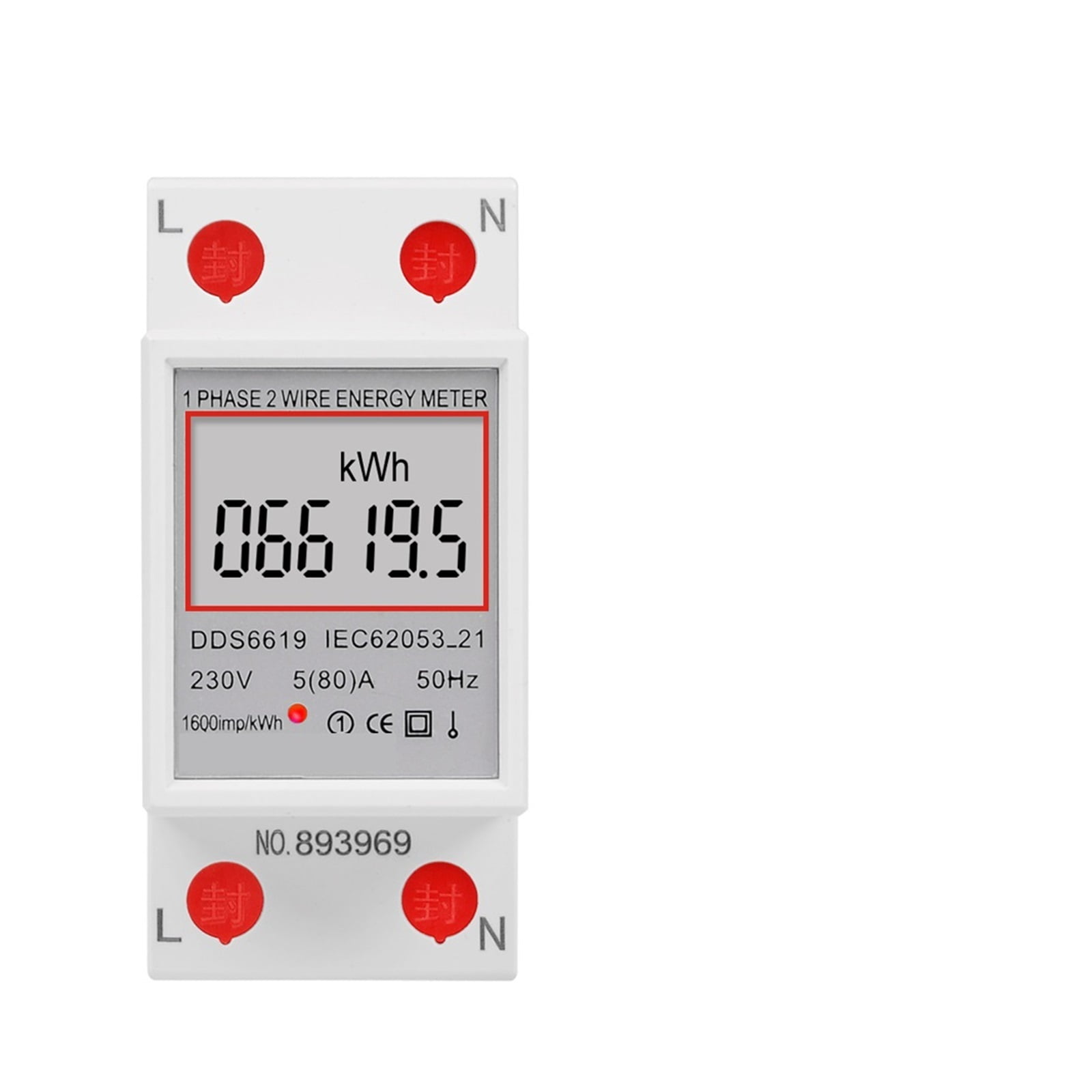 Digital Wattmeter AC 5(80)A Power Energy Meter Din Rail KWH Voltage ...