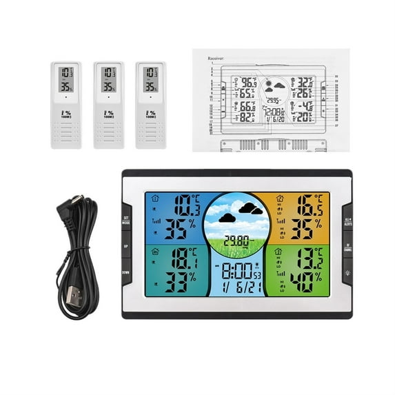 Digital Weather Station with 3 Remote Sensors 328ft/ 100m Temperature ...