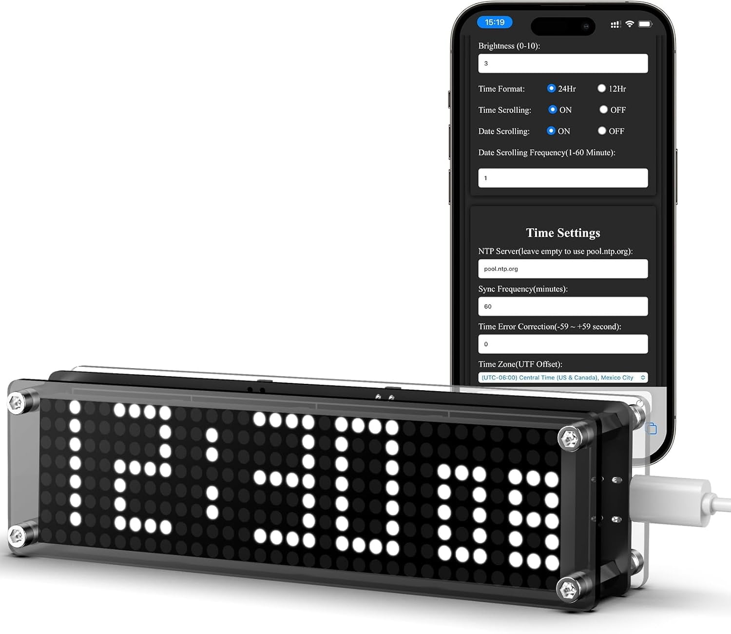 Digital WiFi Clock, ESP8266 LED Matrix Design, NTP Time Sync Clock, Stops Numbers From Scrolling ...