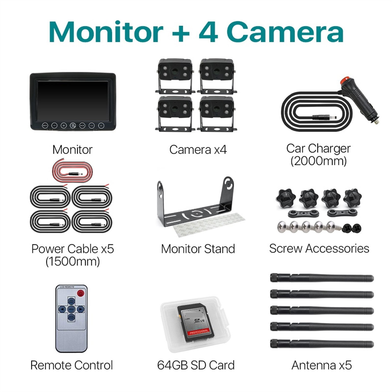 Digital Wireless AHD Reverse Backup Camera And 9'' AHD DVR Parking ...