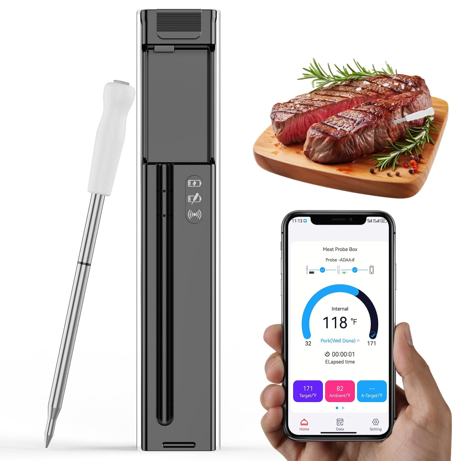 Digital Wireless Bluetooth Meat Thermometer - Walmart.com
