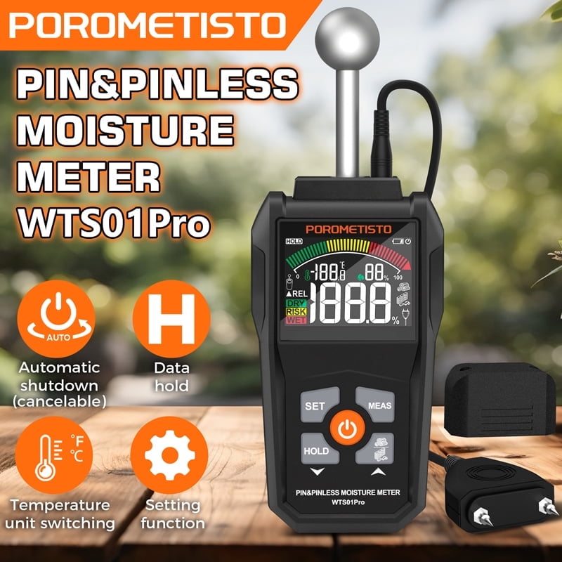Digital Wood Moisture Meter, 2 in 1 Pin & Pinless Probe sensor, Non ...