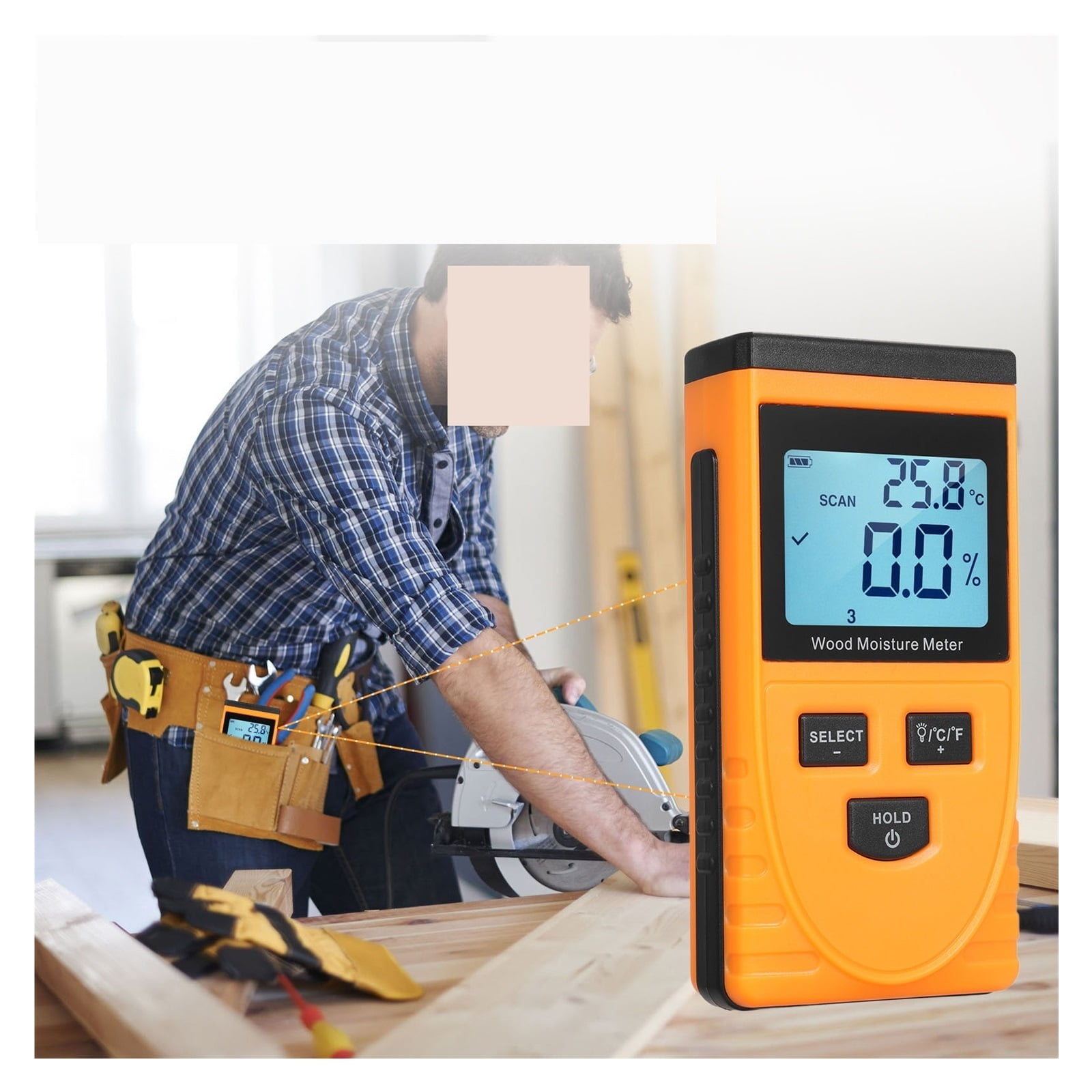 Digital Wood Moisture Meter LCD Backlit \Wood Tester 8 Gears Switchable ...