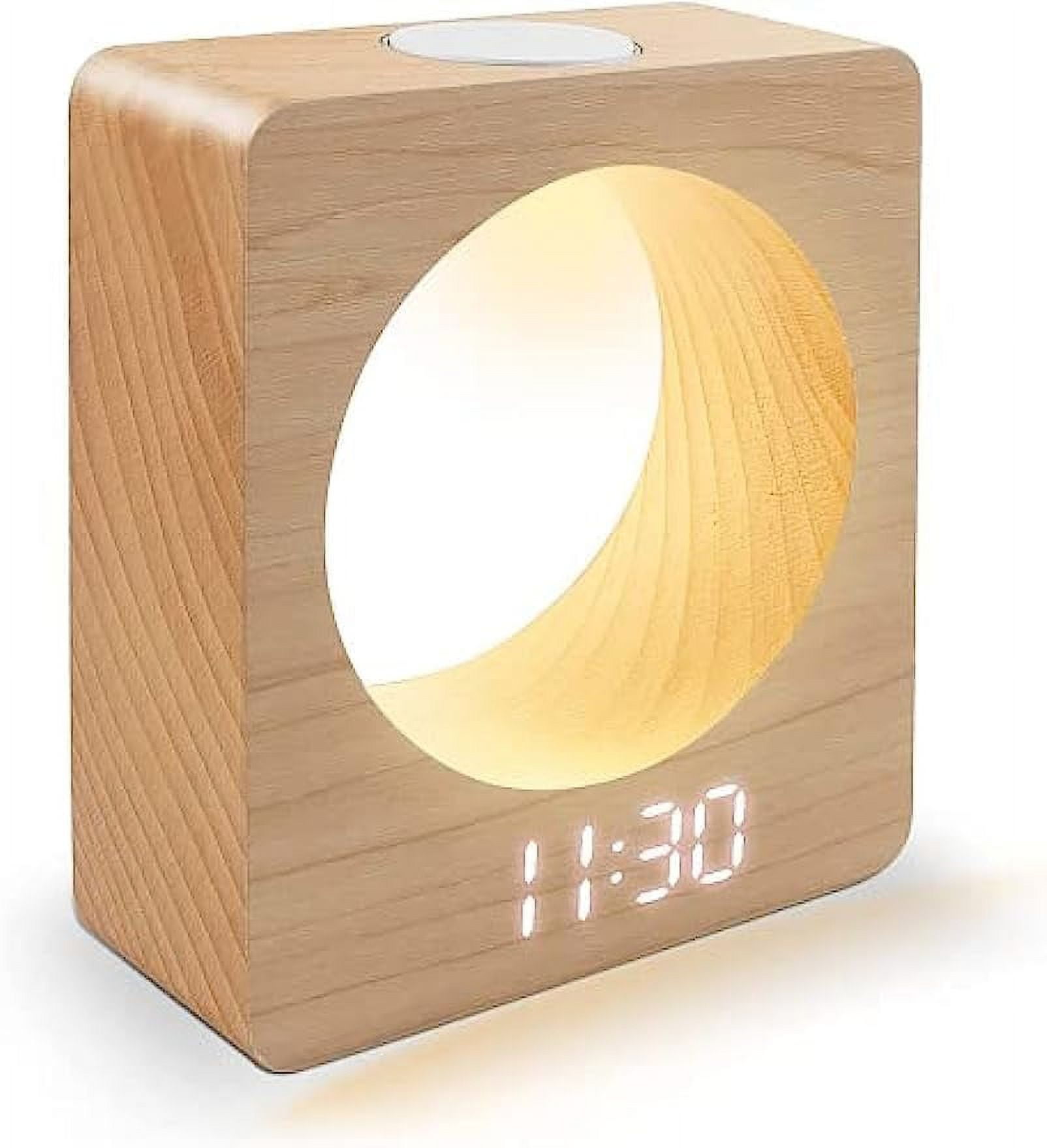 Digital Wooden LED Alarm Clock Made of Solid Wood (Beech) with Night ...