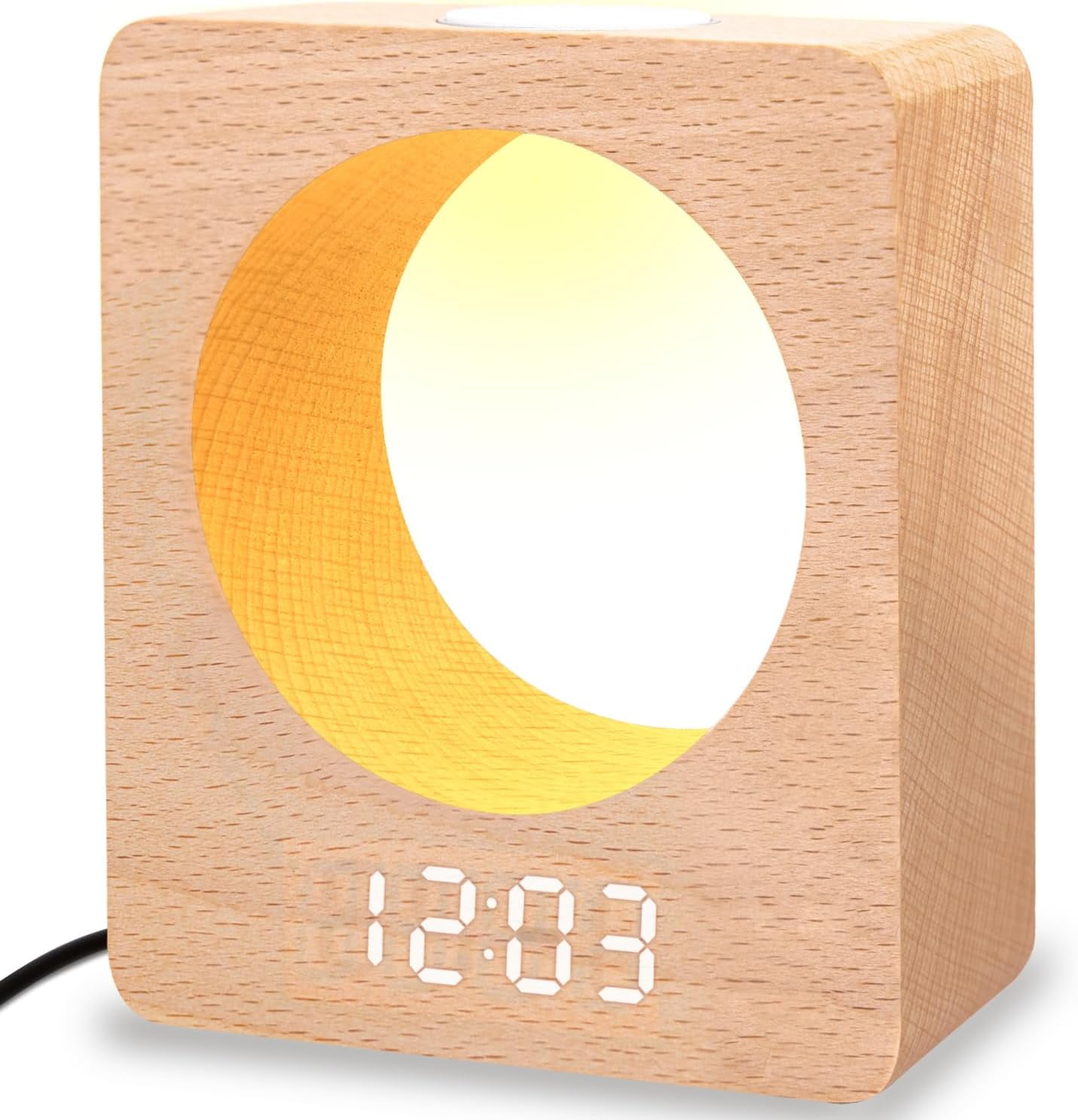 Digital Wooden LED Alarm Clock Made of Solidwood ,3 Alarm Settings ...