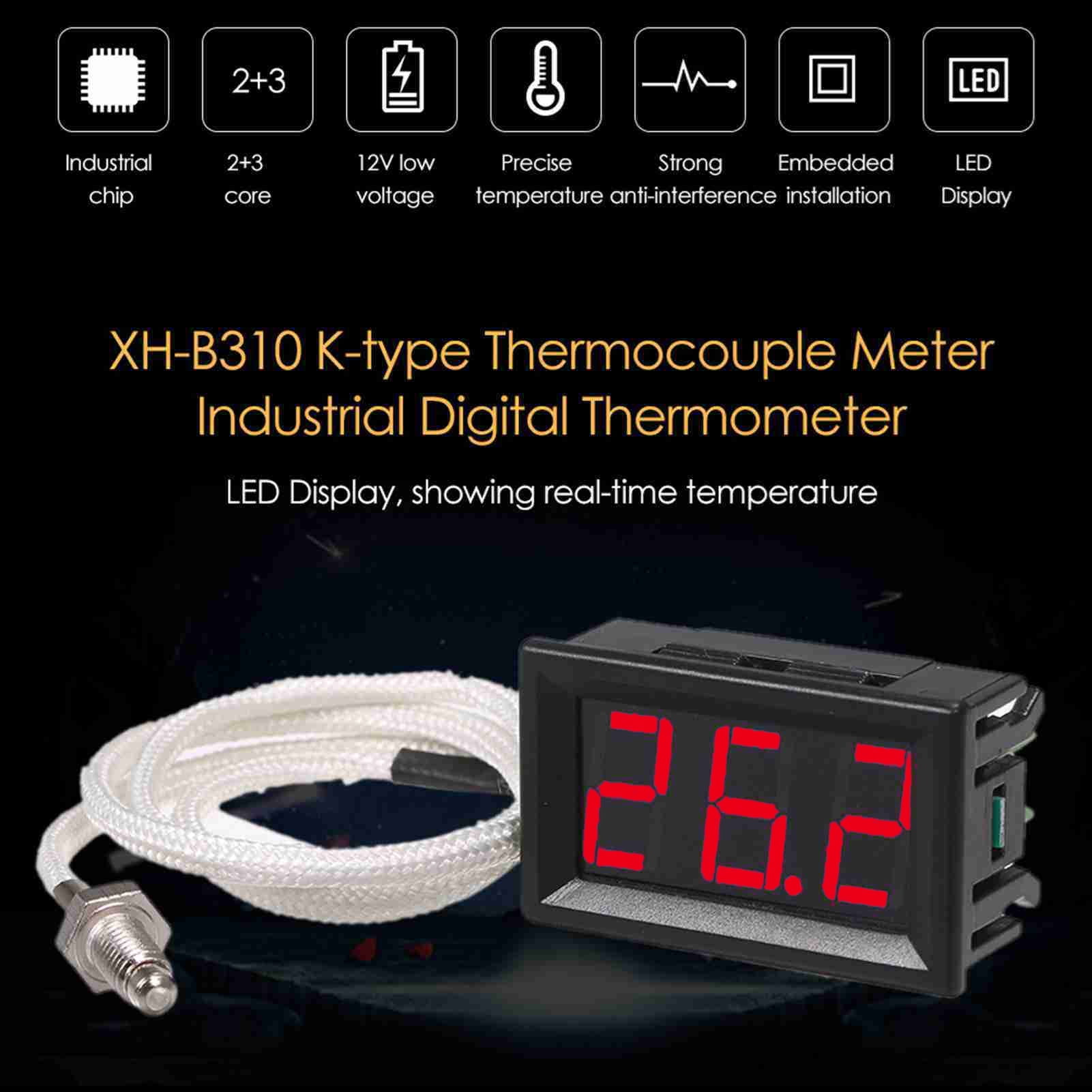 Digital XH-B310 Industrial Digital Thermometer 12V Temperature Meter K ...