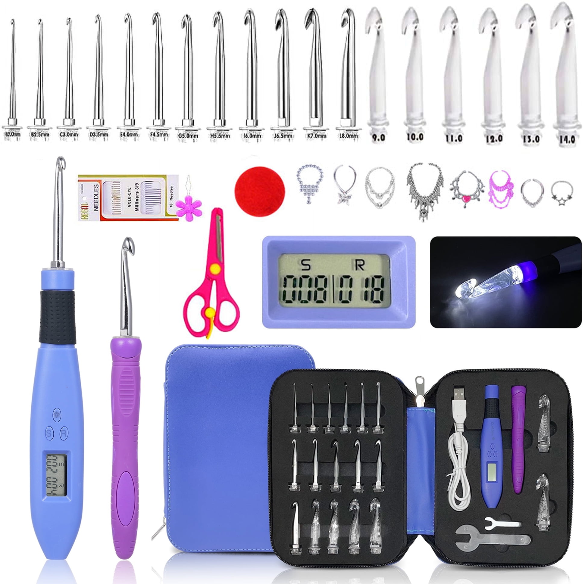 Digital counting crochet set, digital counter crochet set with box ...