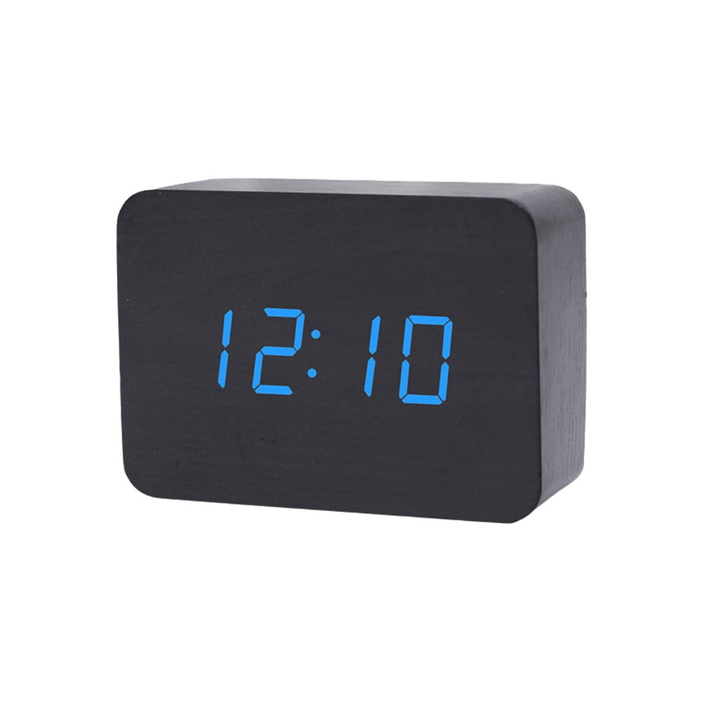 Digital display electronic silent LED wooden clock rectangular wooden ...