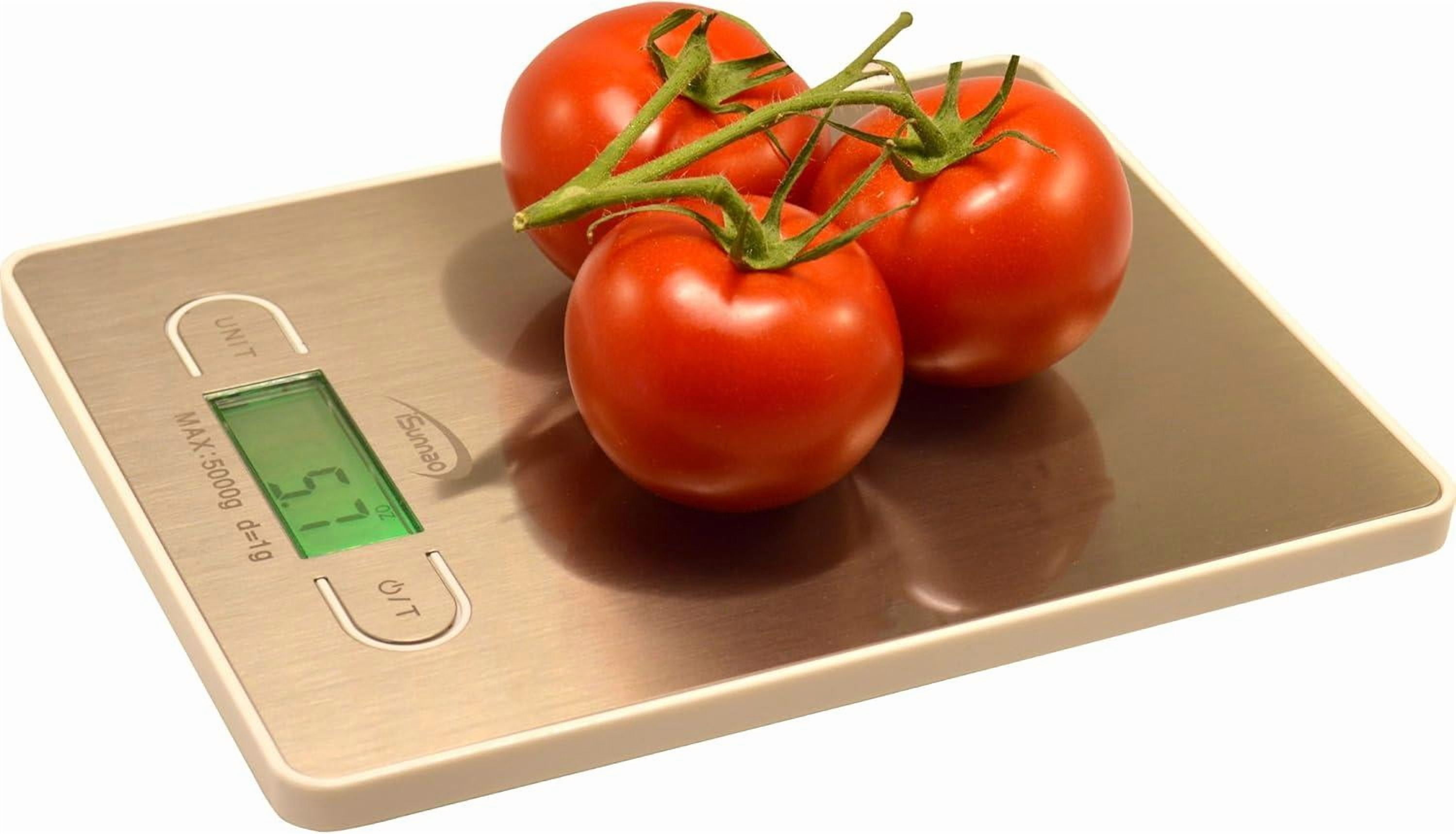 Digital kitchen scale, 11lb/5kg, grams & lbs, sleek white design ...