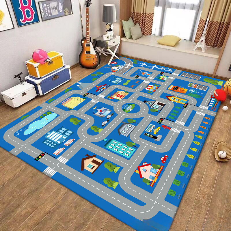 Digital letter cartoon carpet train track parking lot floor mat fun ...